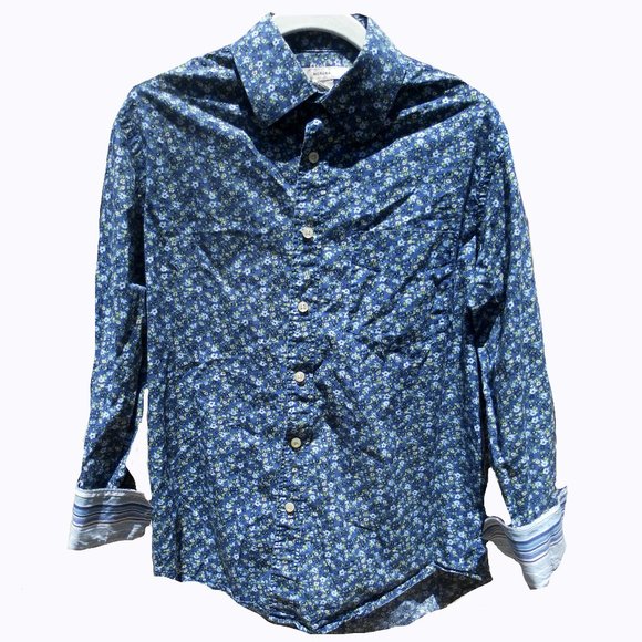Merona | Shirts | Merona Mens Blue Floral Button Down Long Sleeve Shirt ...